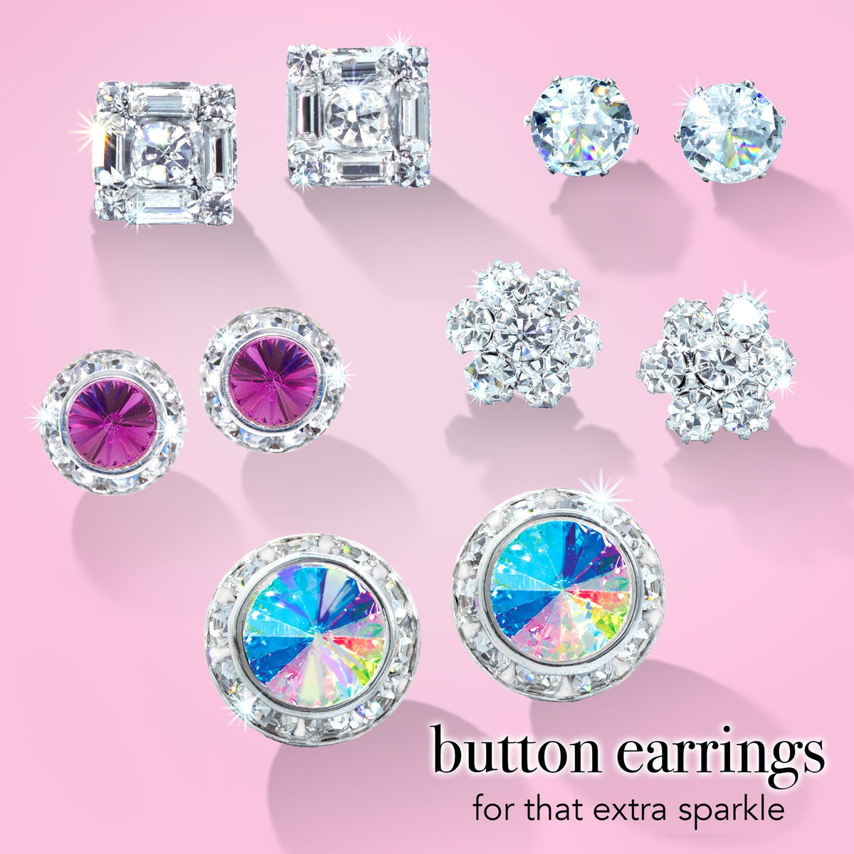 Wholesale Rhinestone Button Dance Earrings | Sparkling Performance ...