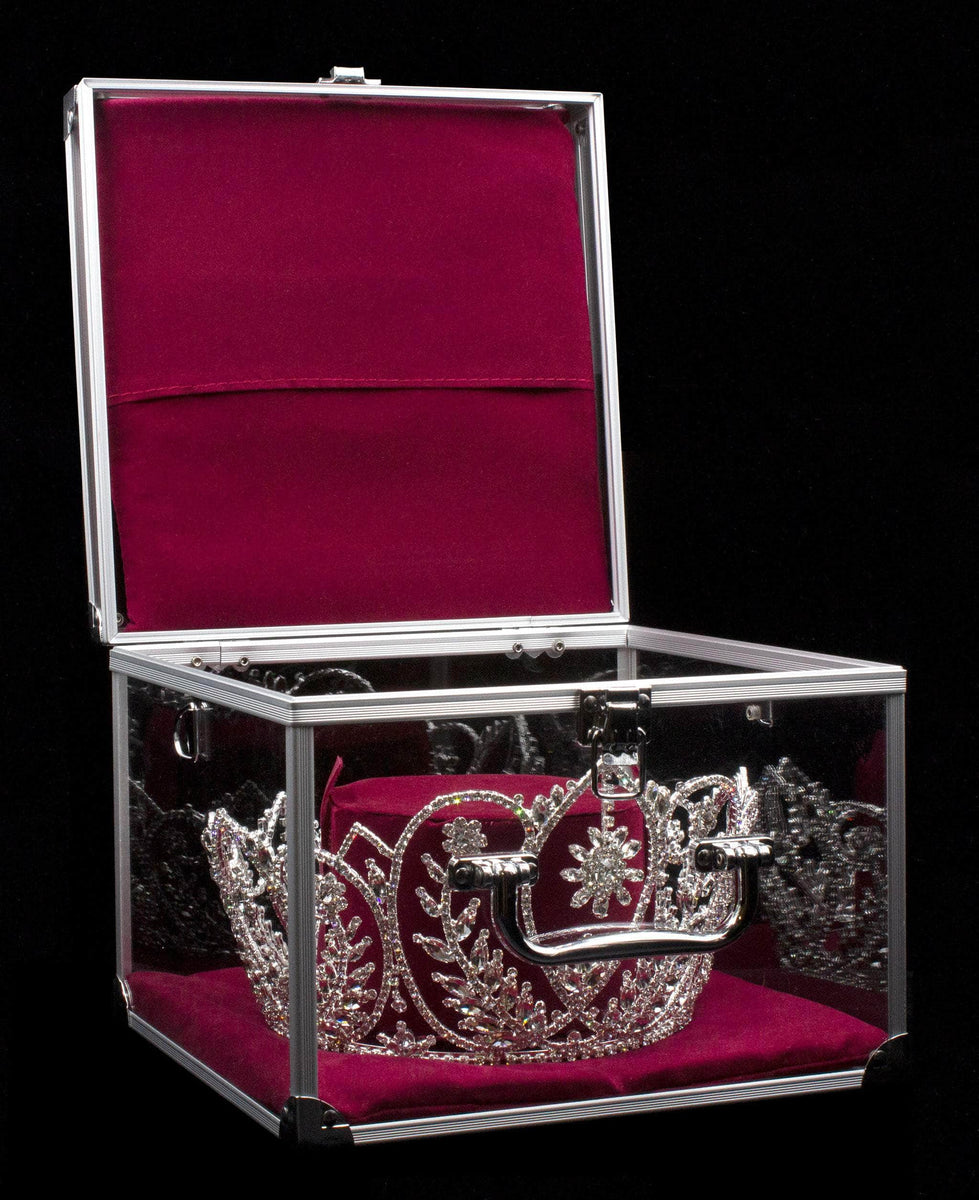Medium Tiara / Crown Case - Burgundy Interior with Strap #16669